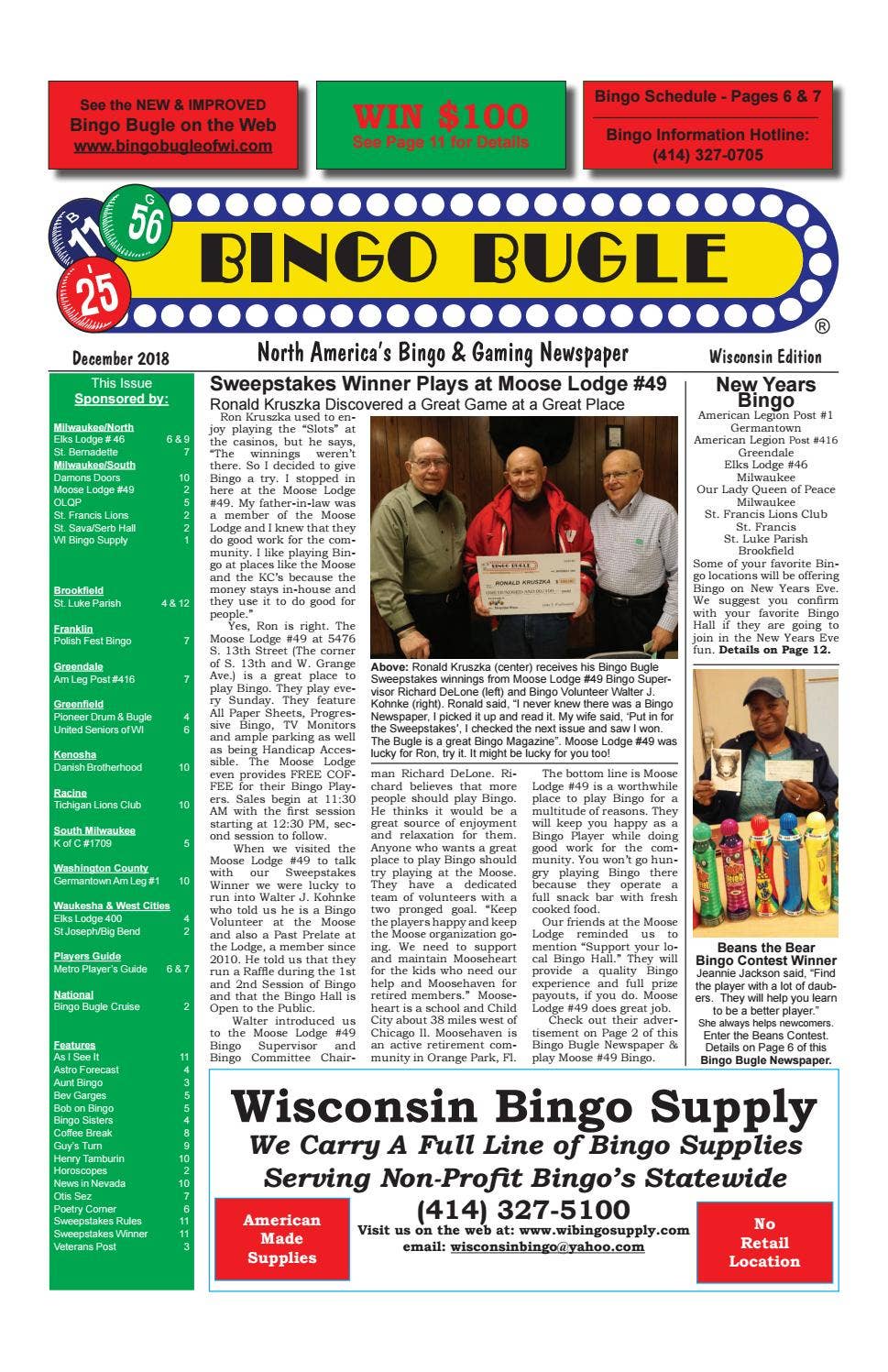 December 2018 Bingo Bugle by Bingo Bugle of Wisconsin - Issuu