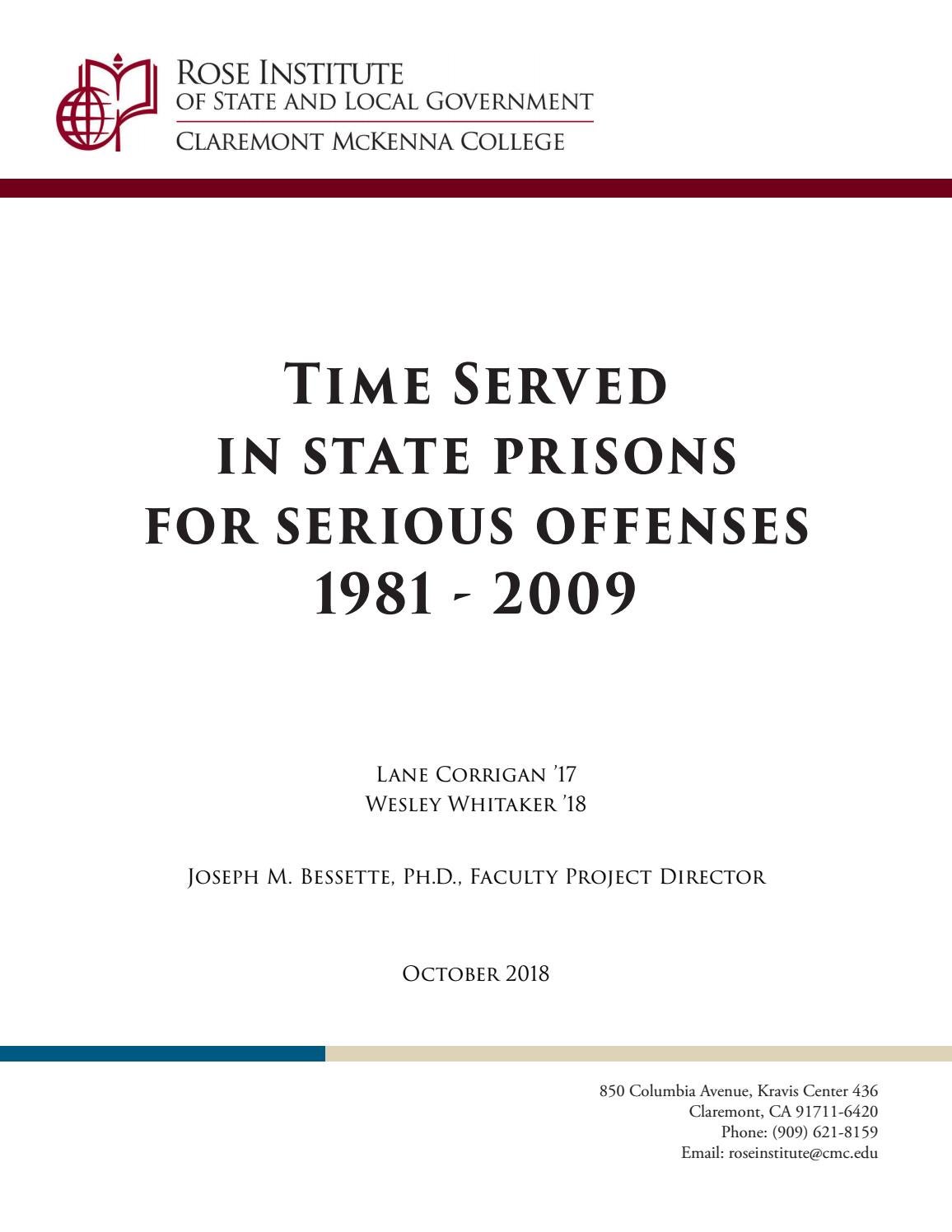 Time Served In State Prisons for Serious Offenses 1981 - 2009 by Rose ...