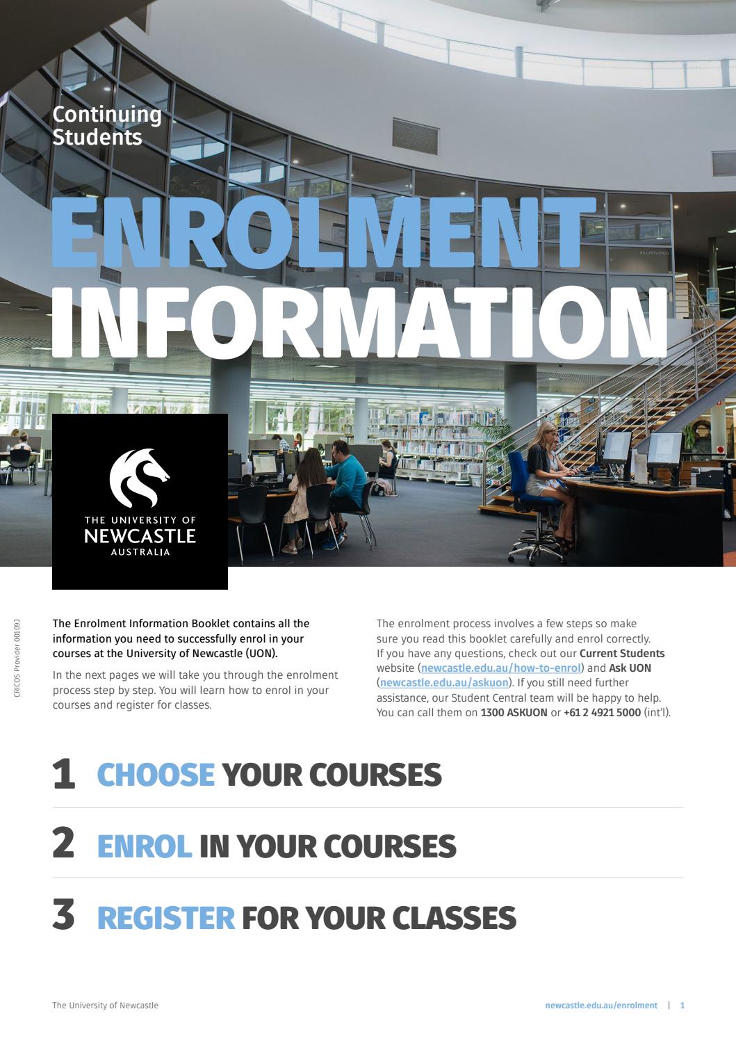 Enrolment Information Booklet | Continuing Students by UON Student ...