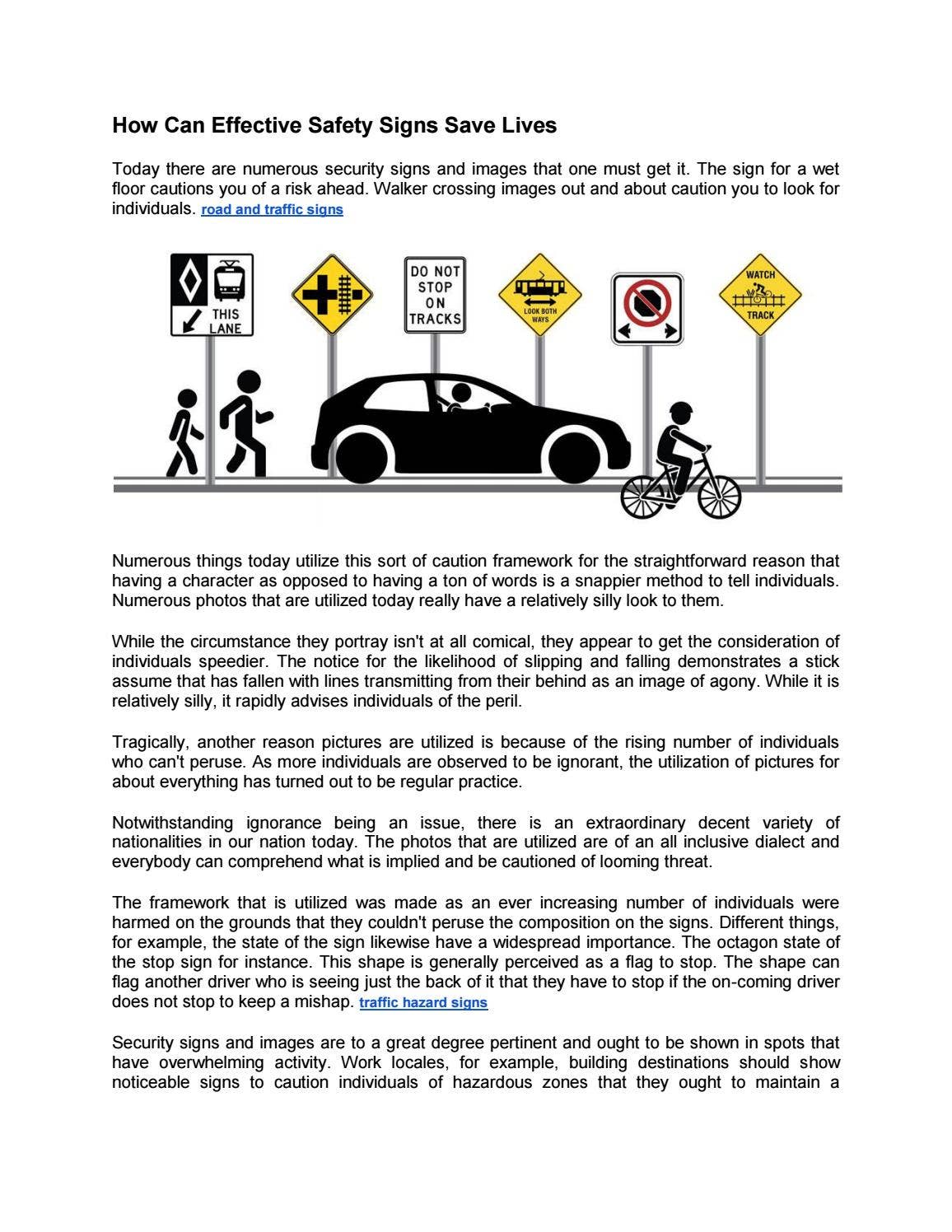 How Can Effective Safety Signs Save Lives by Sandra Johnson - Issuu