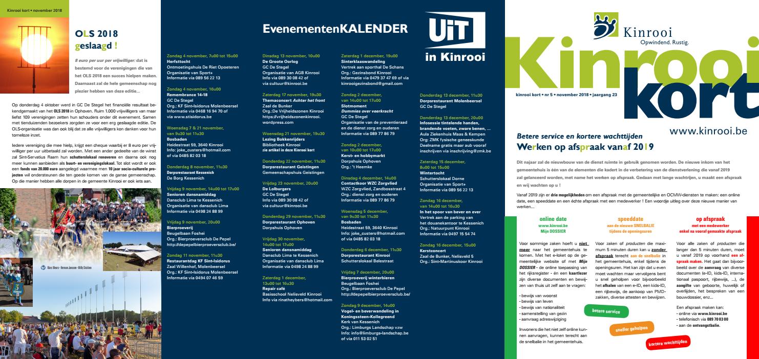 Kinrooi KORT #04 november 2018 by Gemeente KINROOI - Issuu