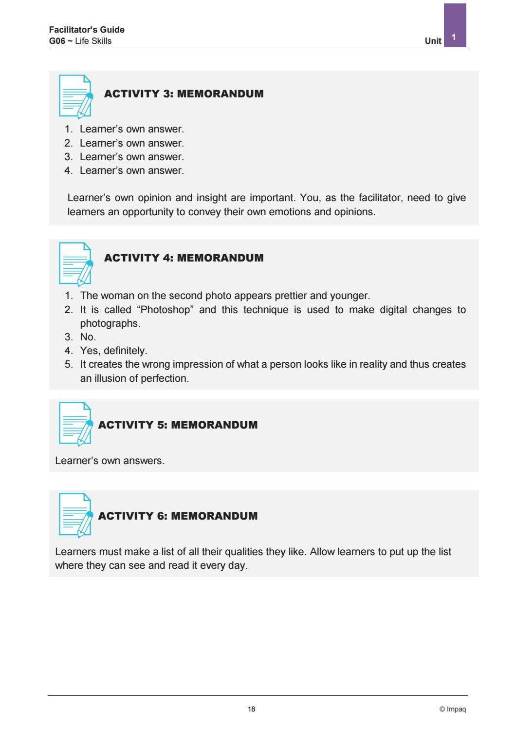Gr 6-Life Skills-Facilitator's Guide by Impaq - Issuu