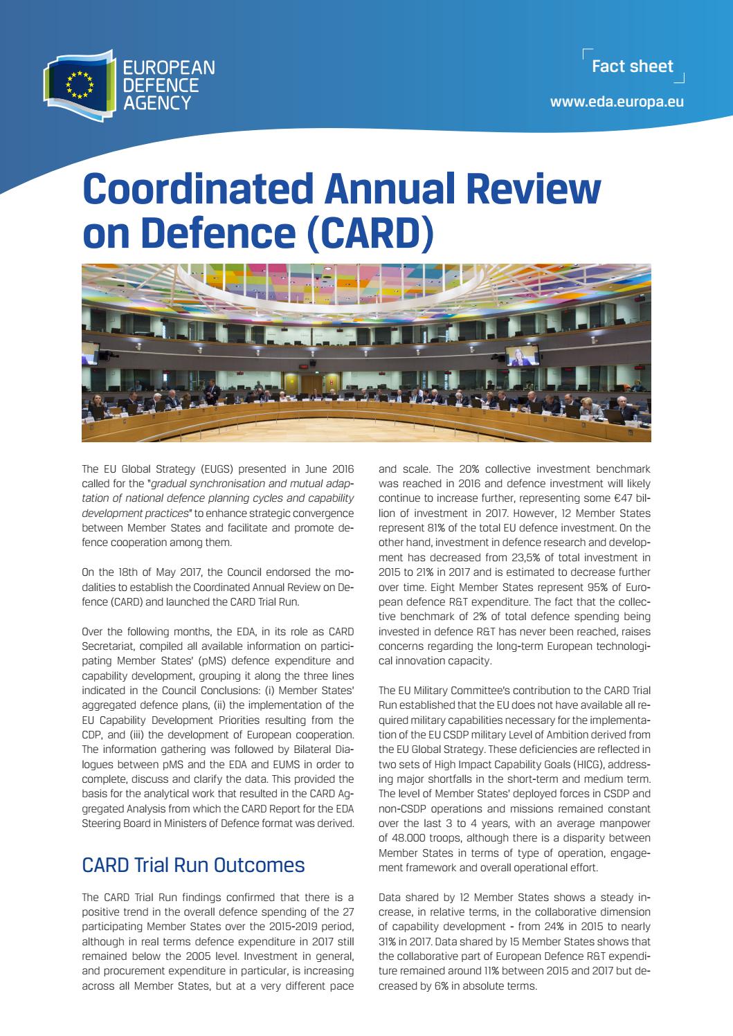 Factsheet: CARD by European Defence Agency - Issuu