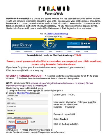 RenWeb New Family Instructions by The First Academy - Issuu