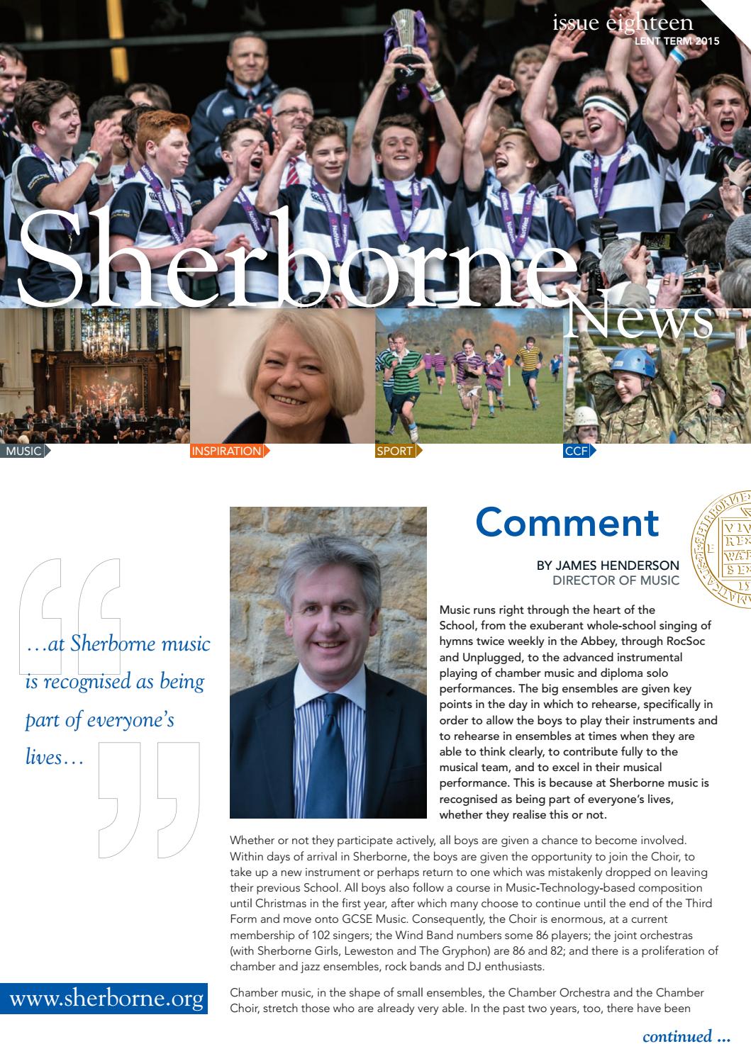 Sherborne News Lent 2015 by Sherborne School - Issuu