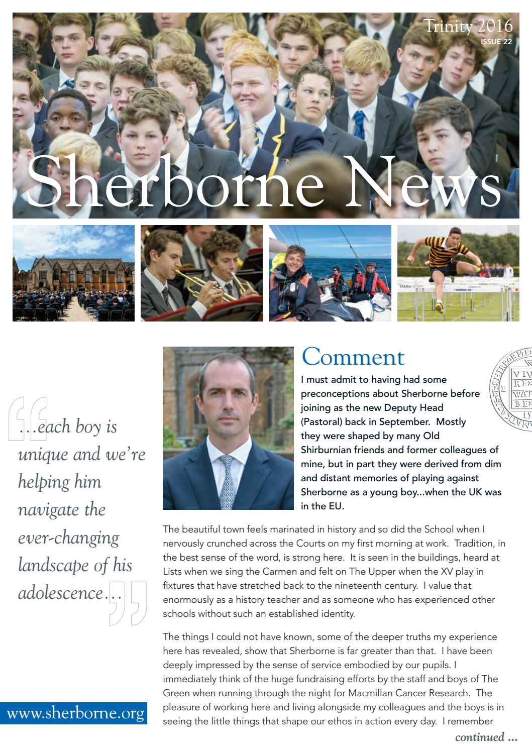 Sherborne News Trinity 2016 by Sherborne School - Issuu