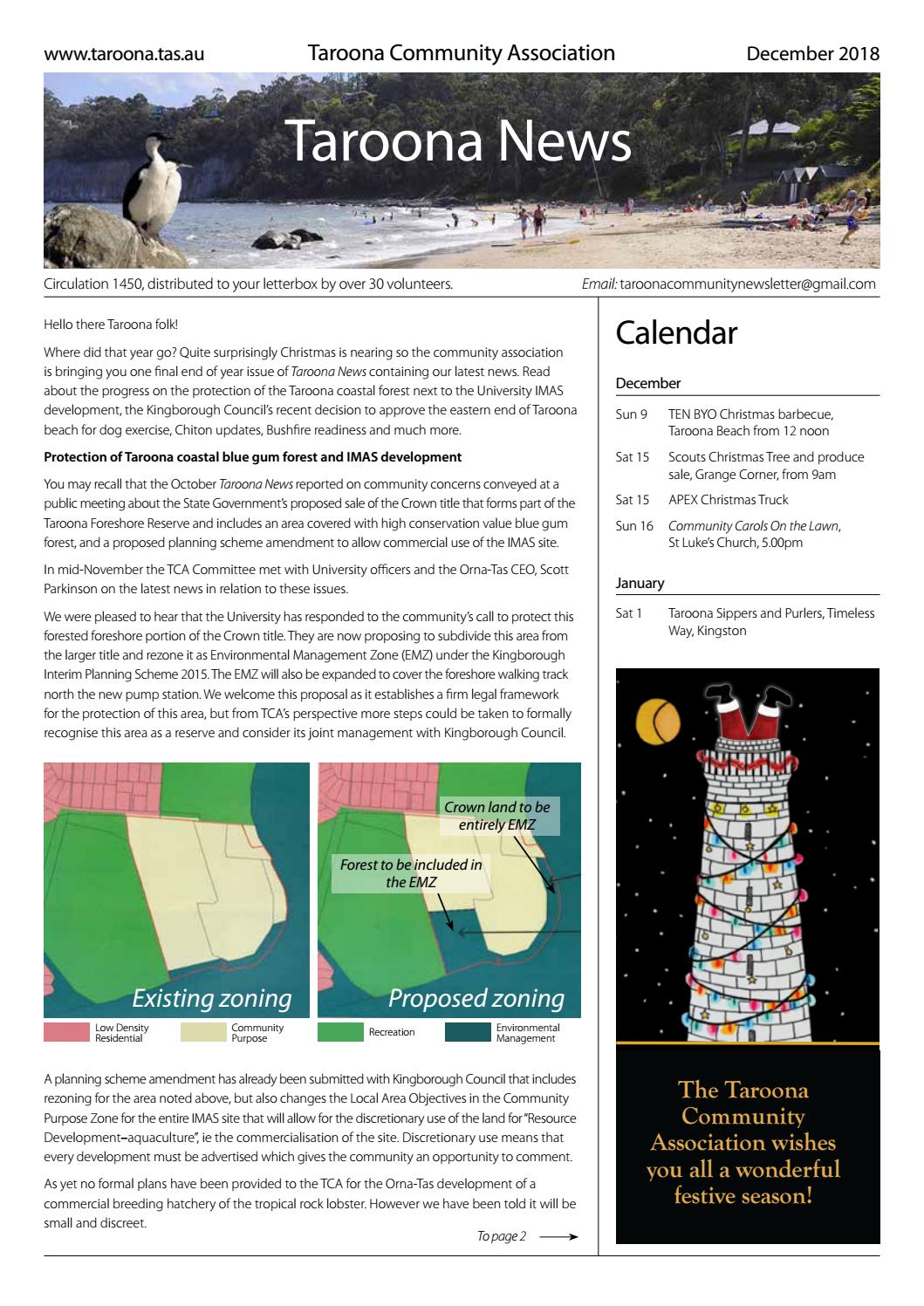 Taroona News December 2018 by Taroona news - Issuu