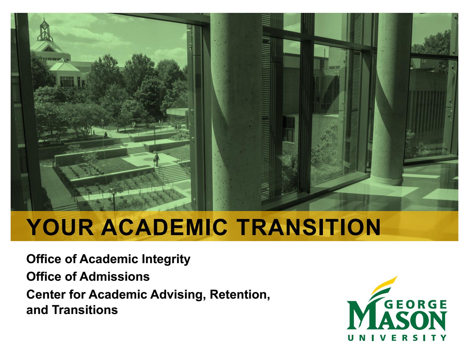 Academic Transitions (Transfer Student, Winter 18-19) by GMU-NSFP - Issuu