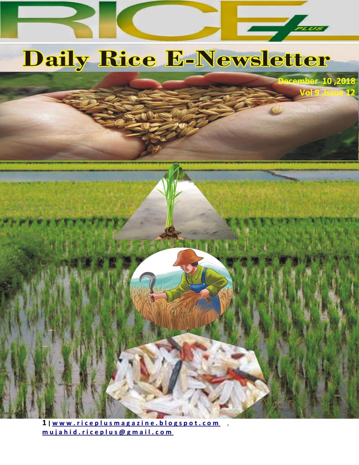 10th December,2018 Daily global regional local rice e-newsletter by ...
