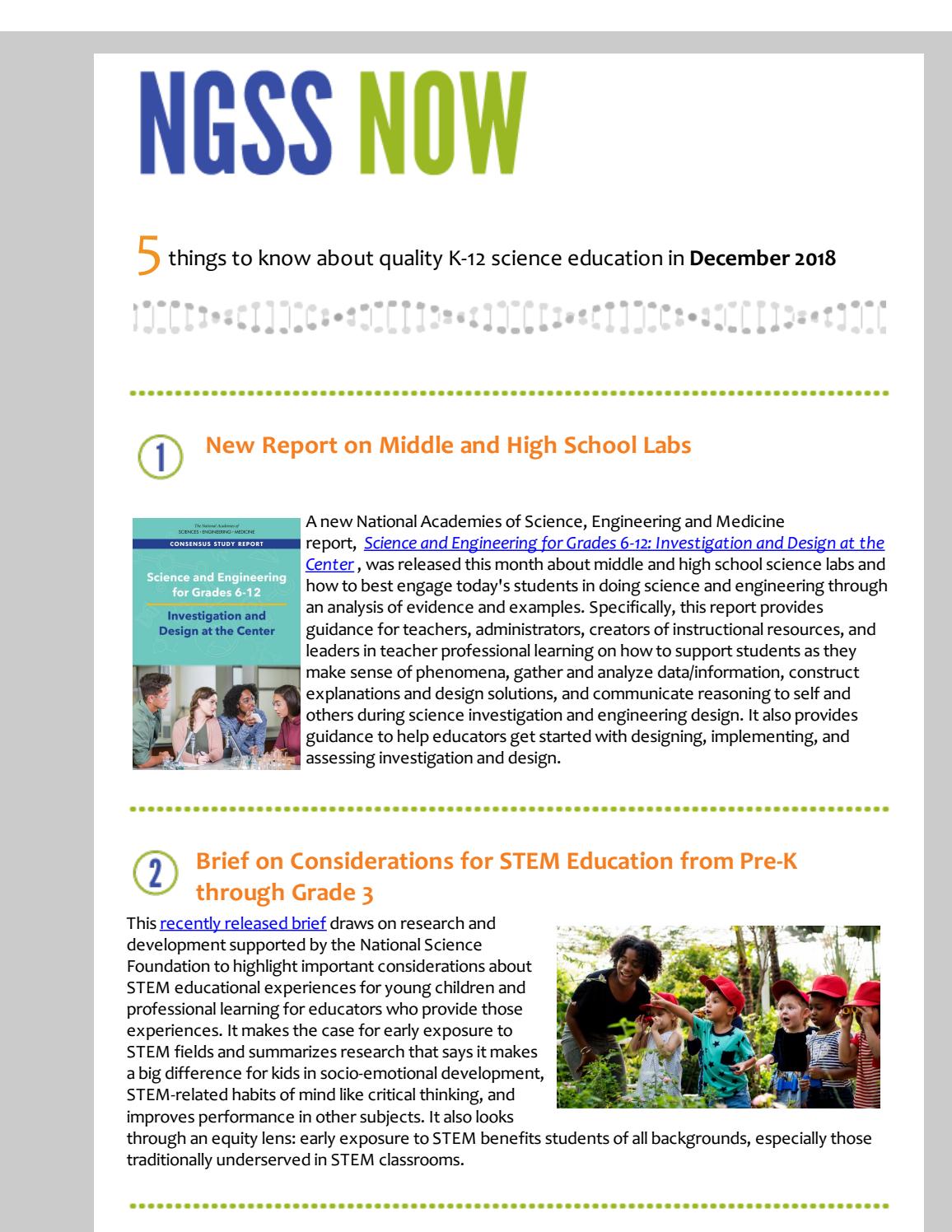 December 2018 NGSS Now Newsletter by NextGenScience - Issuu