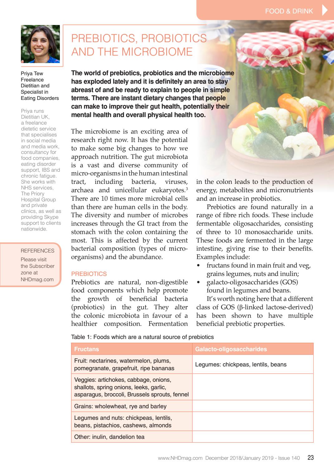 Issue 140 Prebiotics probiotics and the microbiome by NH Publishing Ltd ...