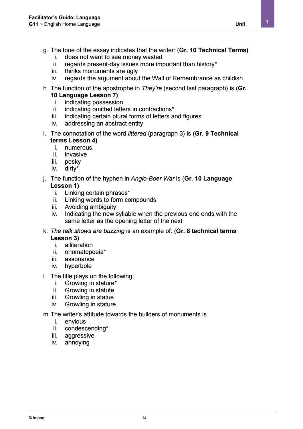 Gr 11-English Home Language-Facilitator's Guide Language 1 by Impaq - Issuu
