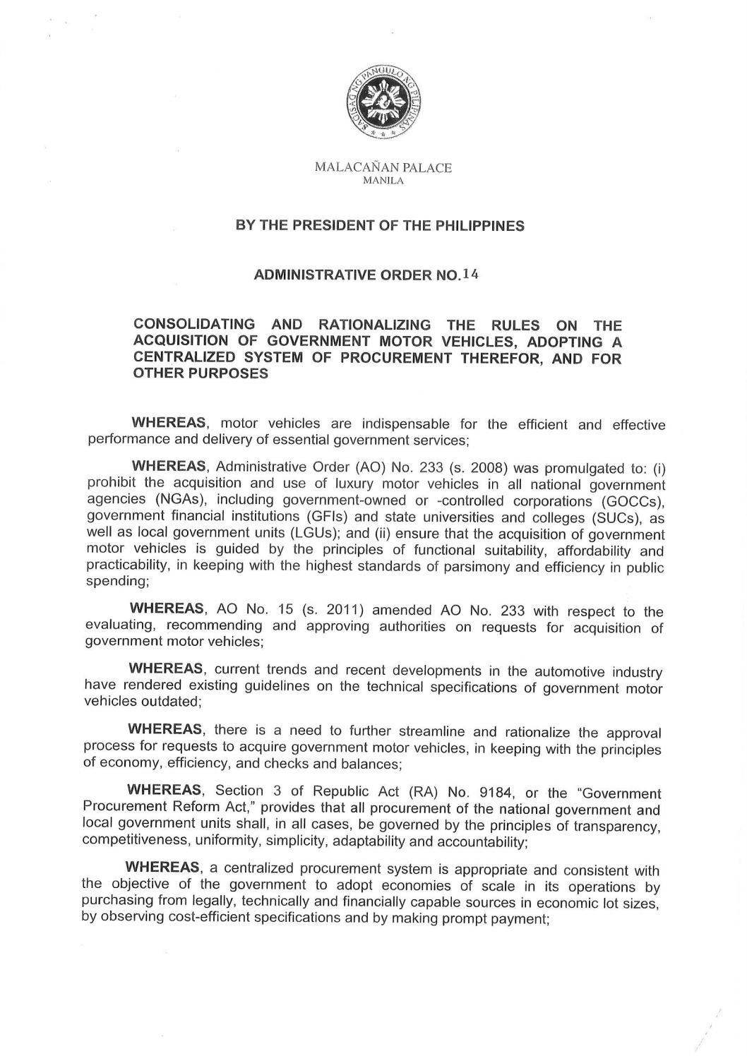 Administrative Order No. 14 by myinquirer dotnet - Issuu