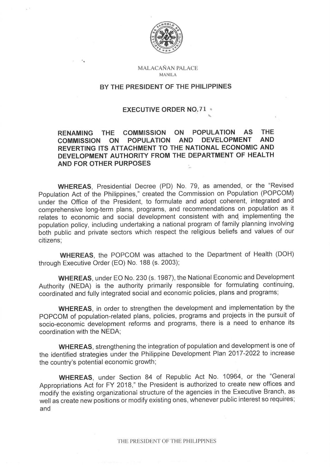 Commission on Population (POPCOM) as Commission on Population and Development (CPD) by ...