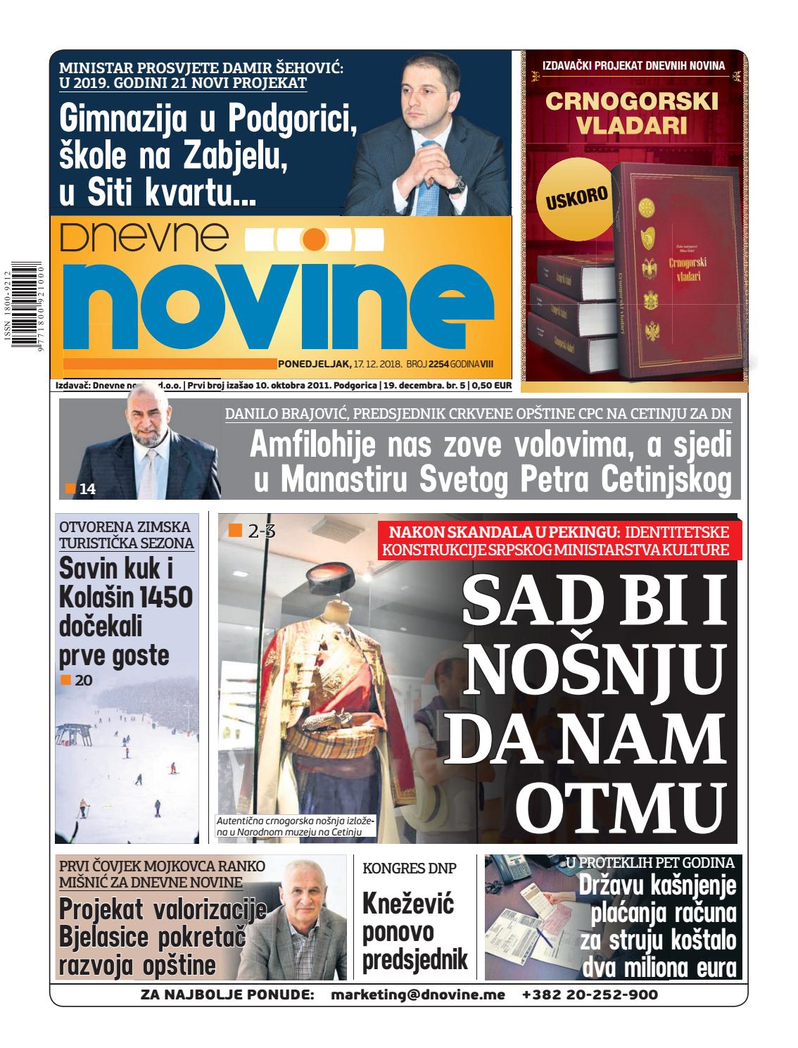 Dnevne novine 17. decembar 2018. by Dnevne Novine - Issuu