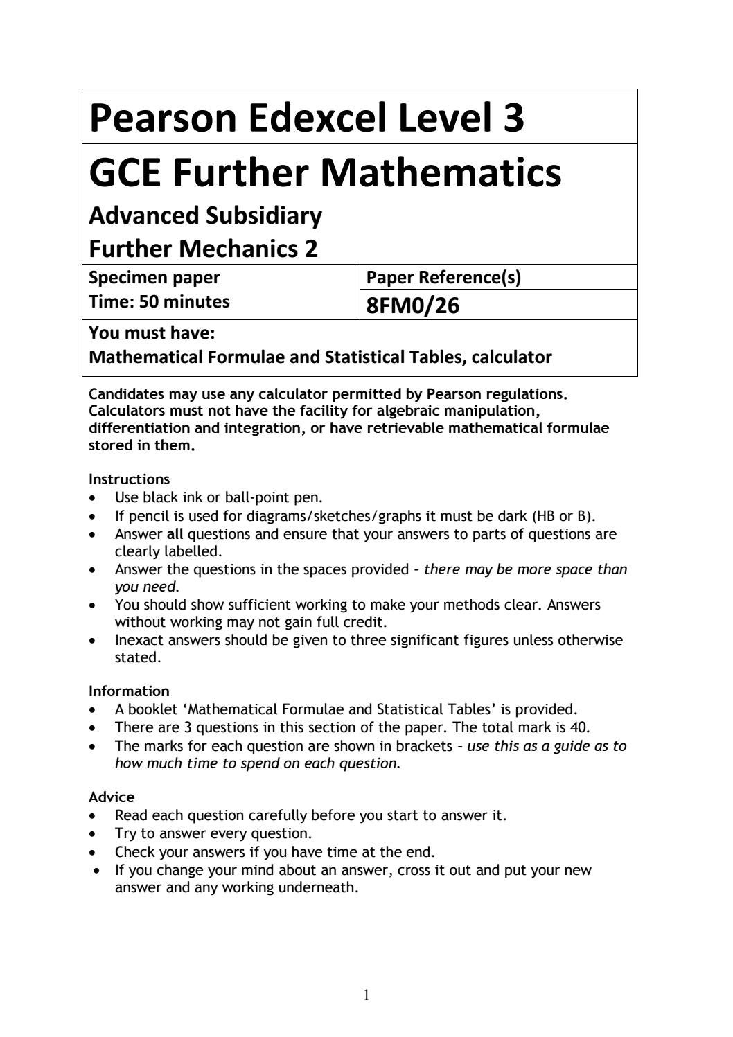 AS Further Mathematics: Advanced Subsidiary Further Mechanics 2 by ...