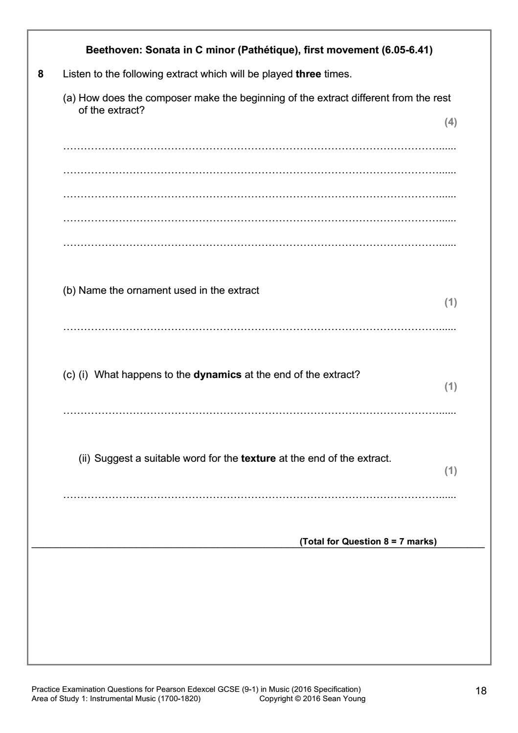 Practice GCSE Music Exam Questions AOS1 by Ullswater Community College ...