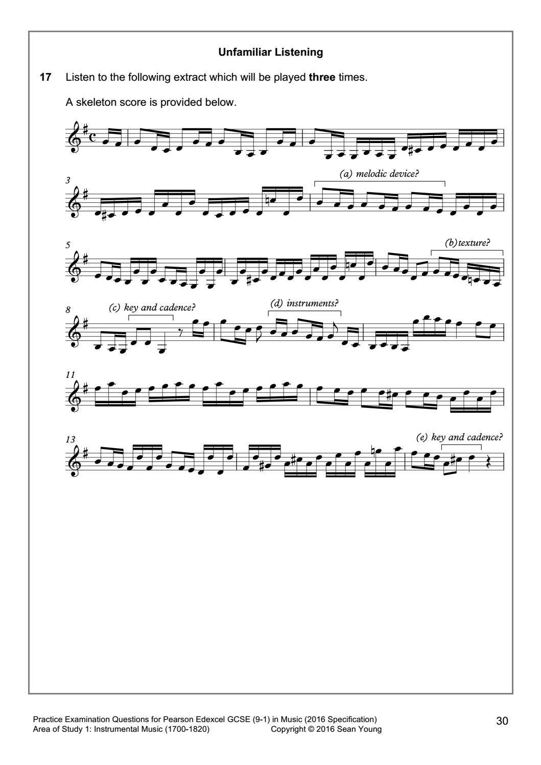 Practice GCSE Music Exam Questions AOS1 by Ullswater Community College ...