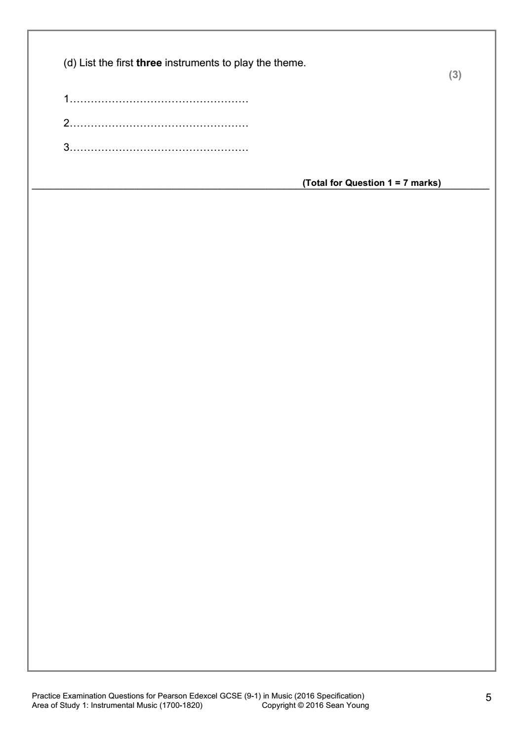 Practice GCSE Music Exam Questions AOS1 by Ullswater Community College ...