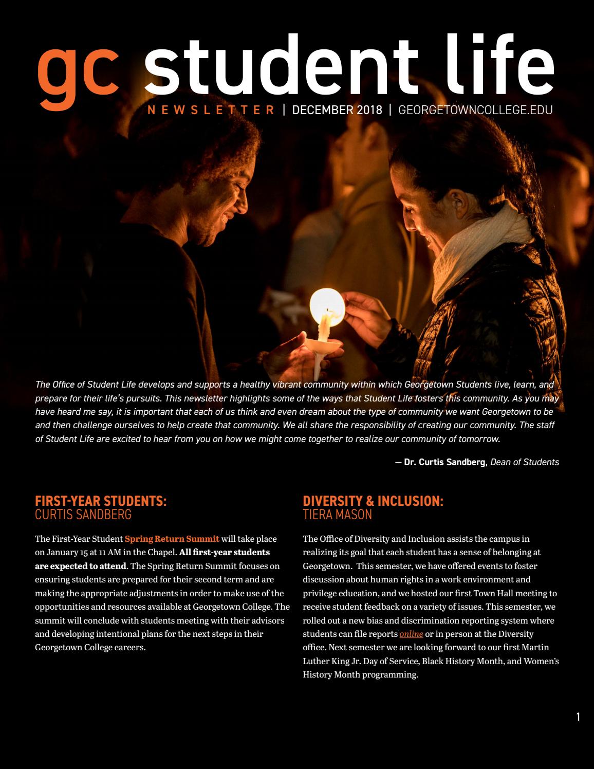 Student Life Newsletter | December 2018 by Georgetown College - Issuu