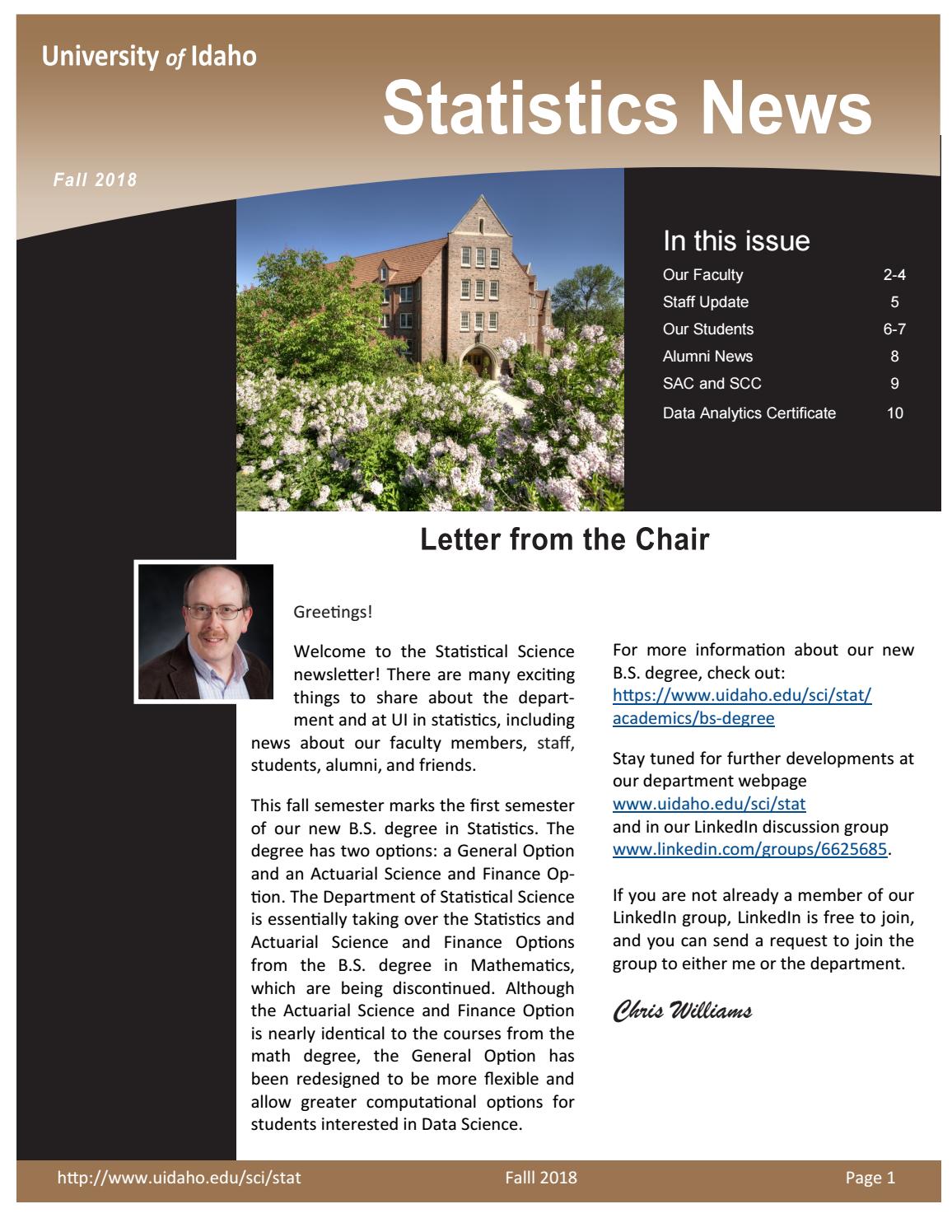 Statistics Newsletter 2018 by The University of Idaho - Issuu