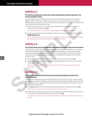 Cambridge IGCSE and O Level Business Studies Workbook Sample by ...