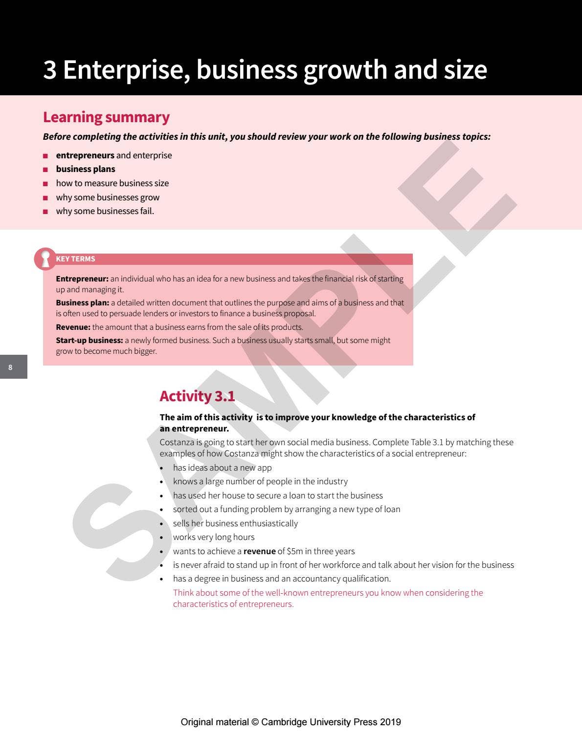 Cambridge IGCSE and O Level Business Studies Workbook Sample by ...
