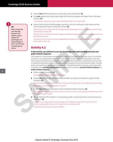 Cambridge IGCSE and O Level Business Studies Workbook Sample by ...