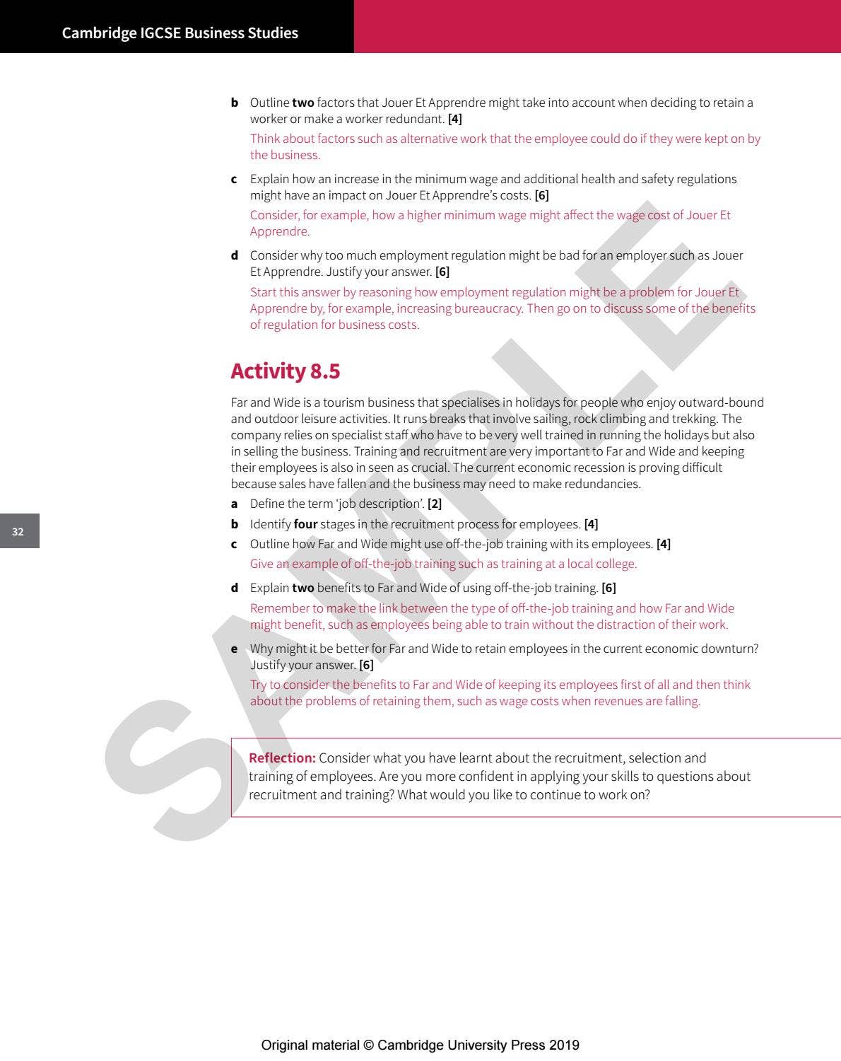 Cambridge IGCSE and O Level Business Studies Workbook Sample by ...