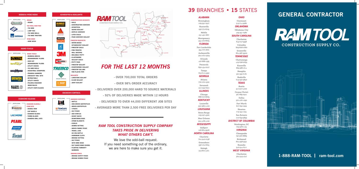 General Contractor Line Card by Ram Tool Construction Supply Co. - Issuu