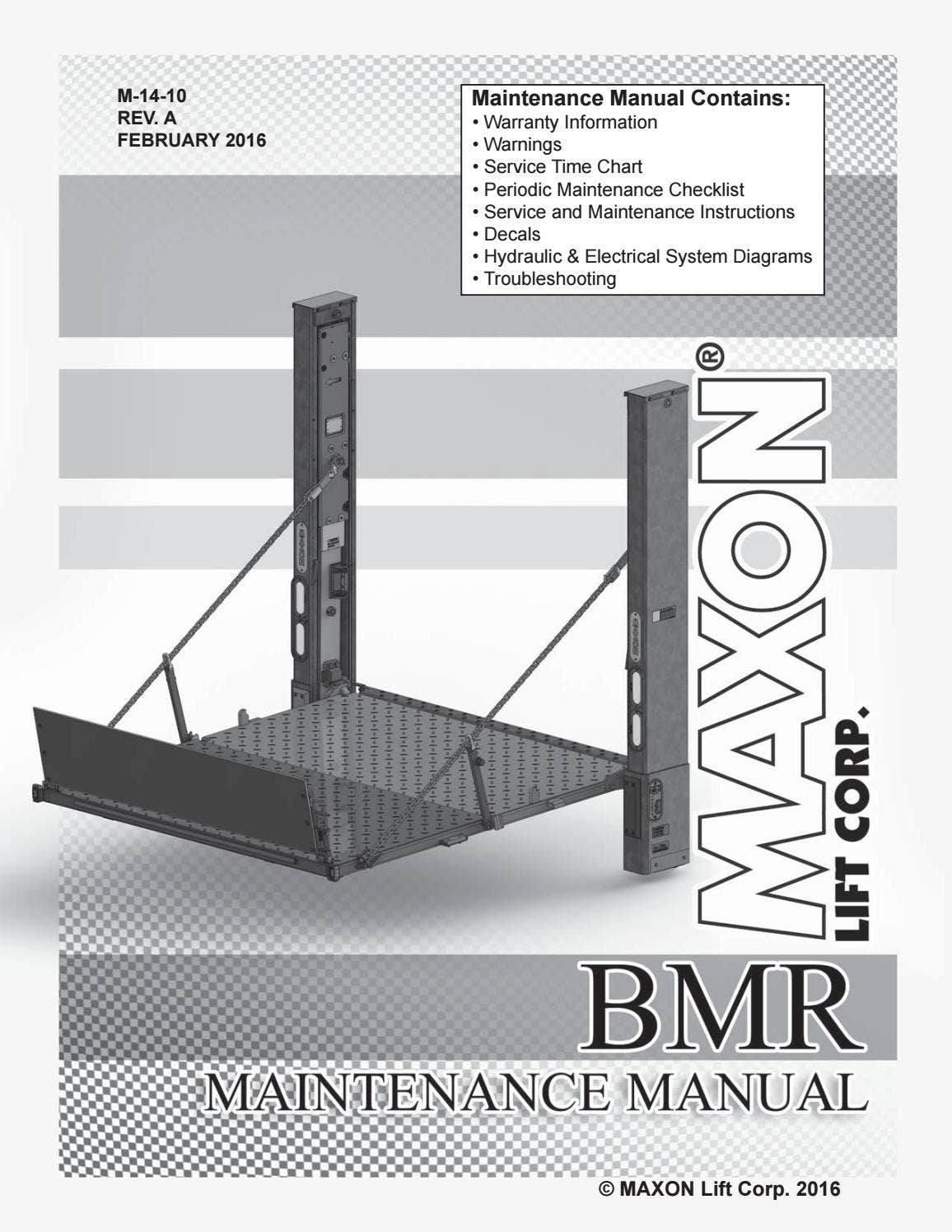 Maxon BMR Series Liftgate Parts Manual - 2016 by THE Liftgate Parts Co ...