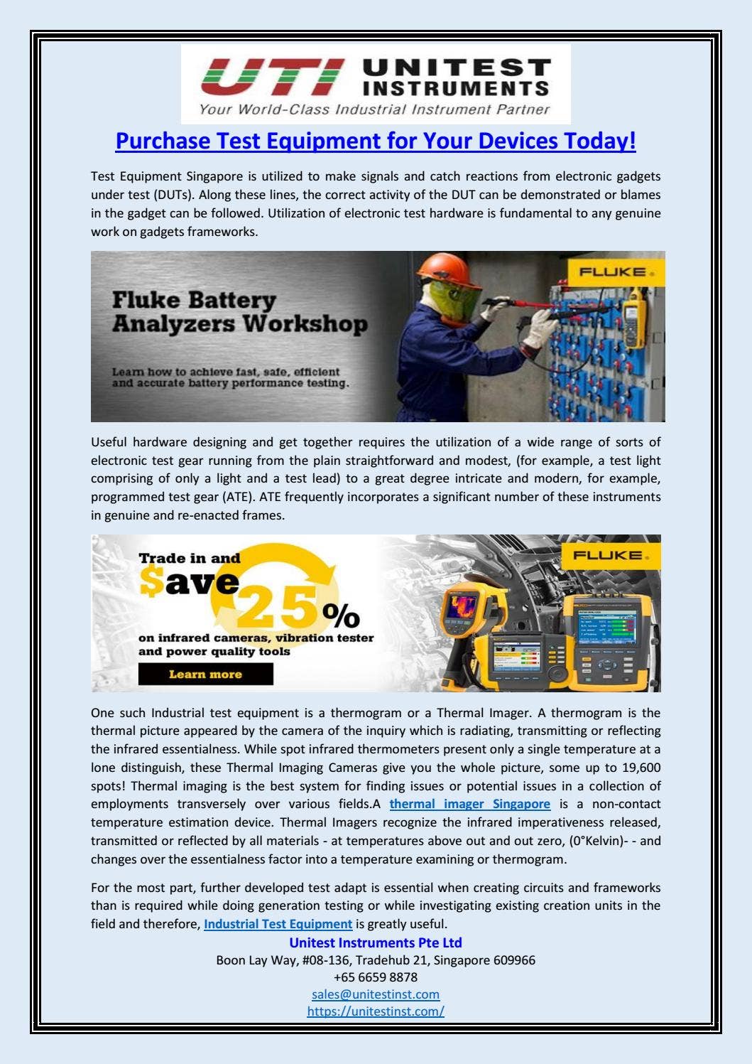 Purchase Test Equipment for Your Devices Today! by Unitest Instruments ...