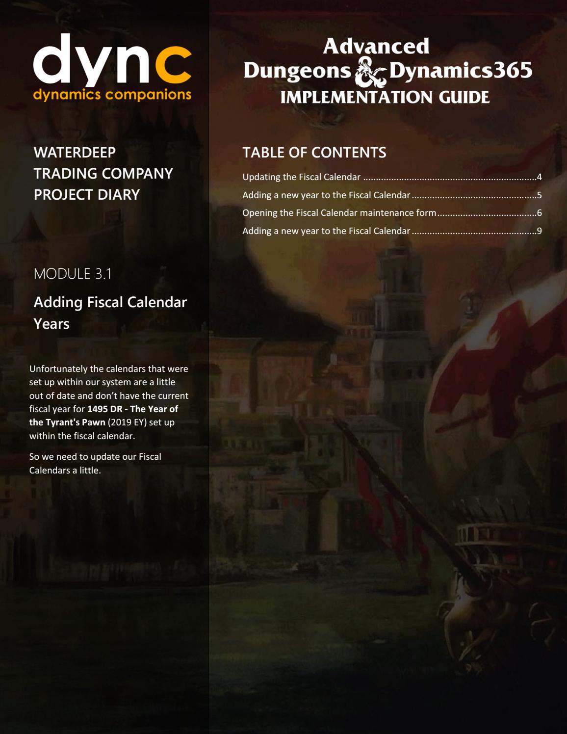 Waterdeep Trading Company Project - Module 3.1: Adding Fiscal Calendar ...