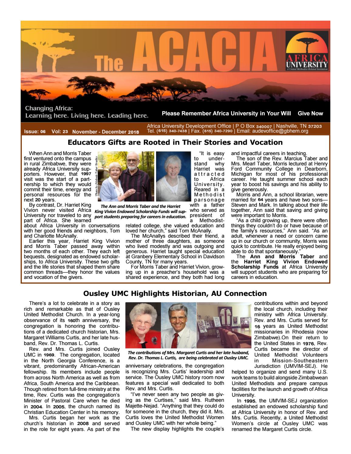 Acacia e-Newsletter - Nov. - Dec. 2018 by Africa University Development ...