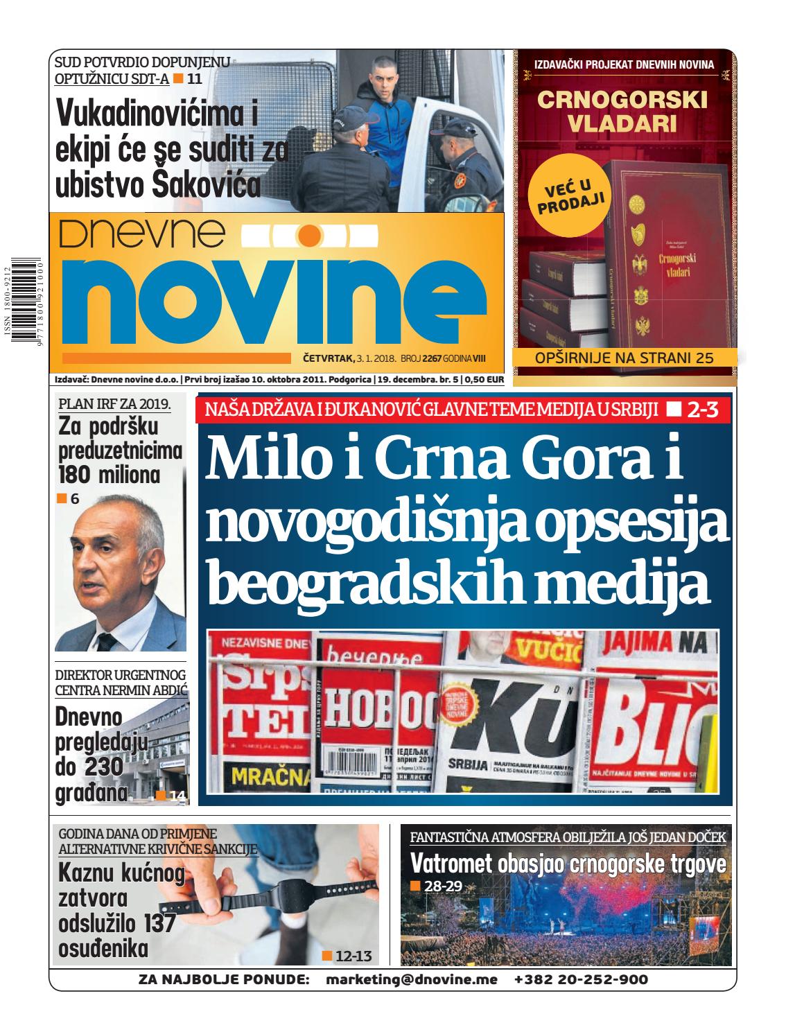 Naslovna 3. januar 2019. by Dnevne Novine - Issuu