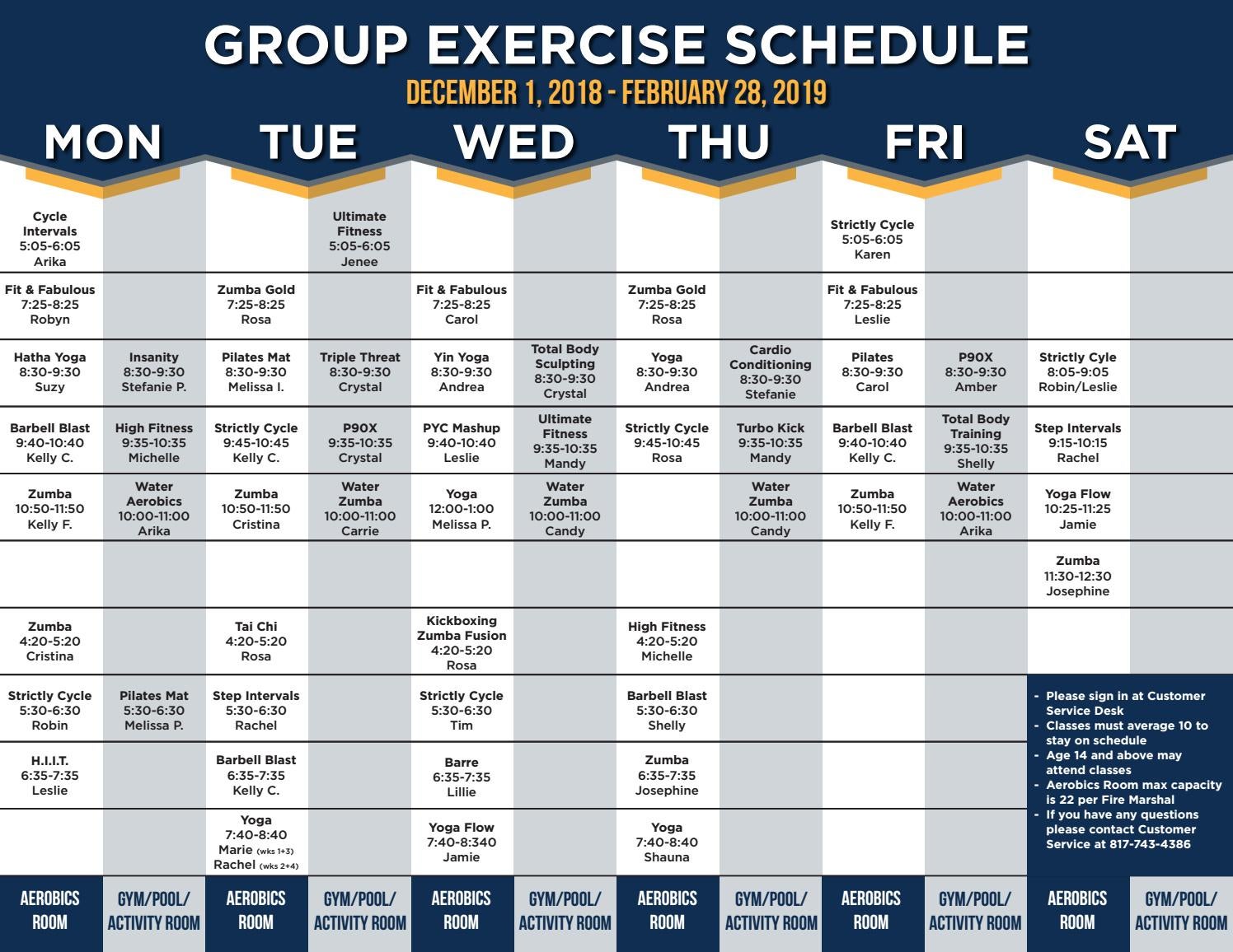 Group Exercise Schedule Fall 2018-19 by Keller Parks and Recreation - Issuu