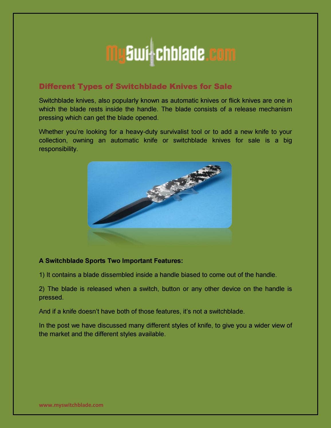 Different Types of Switchblade Knives for Sale by MySwitchblade - Issuu