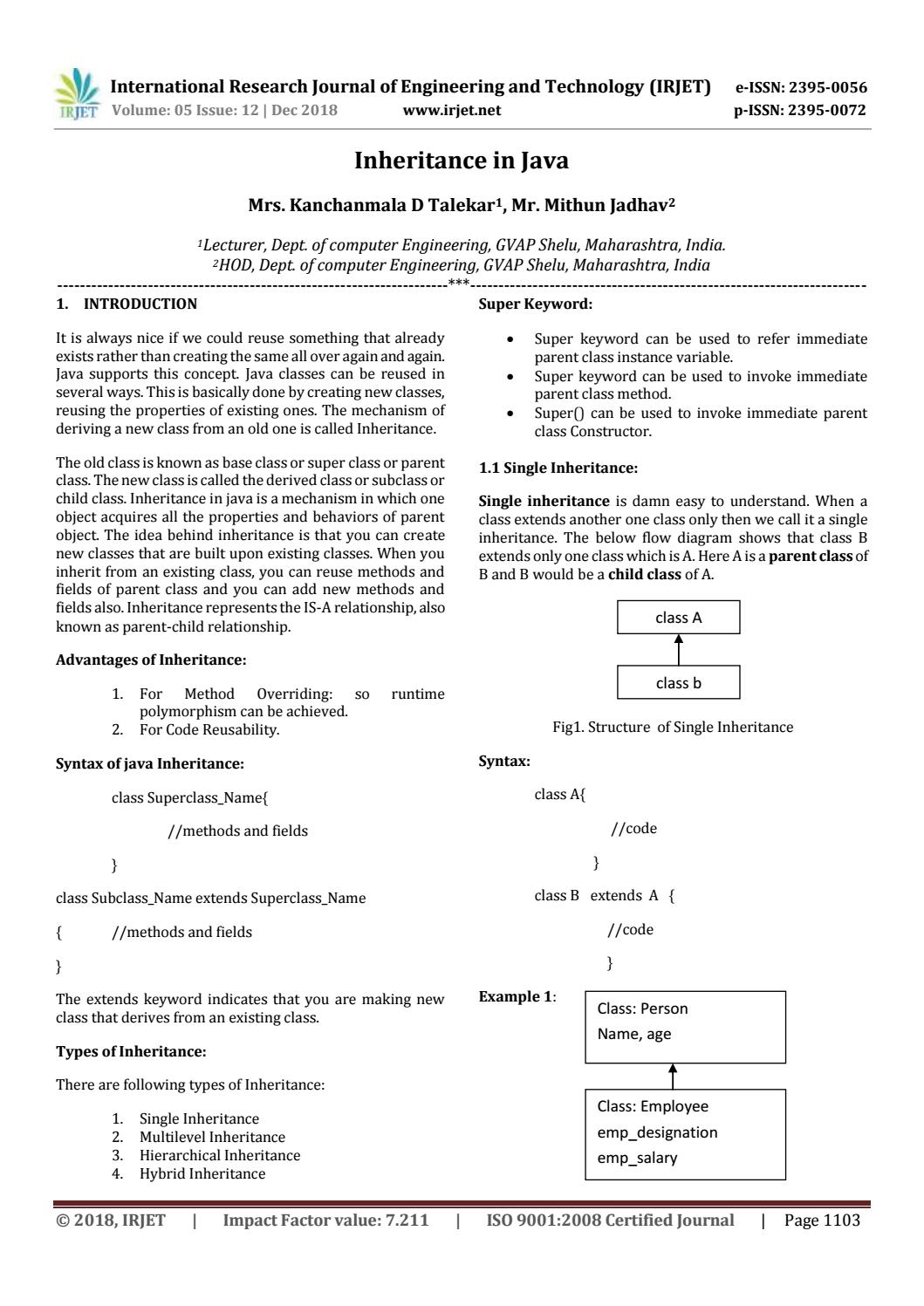 IRJET- Inheritance in Java by IRJET Journal - Issuu