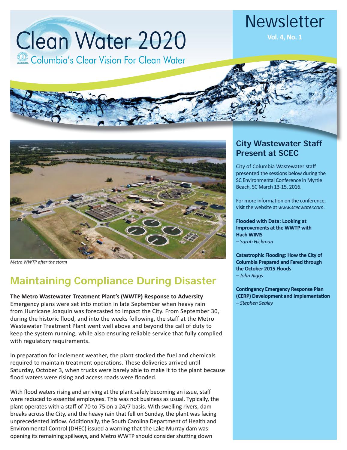 Clean Water 2020 Newsletter Vol. 4, No. 1 by columbiascwater - Issuu