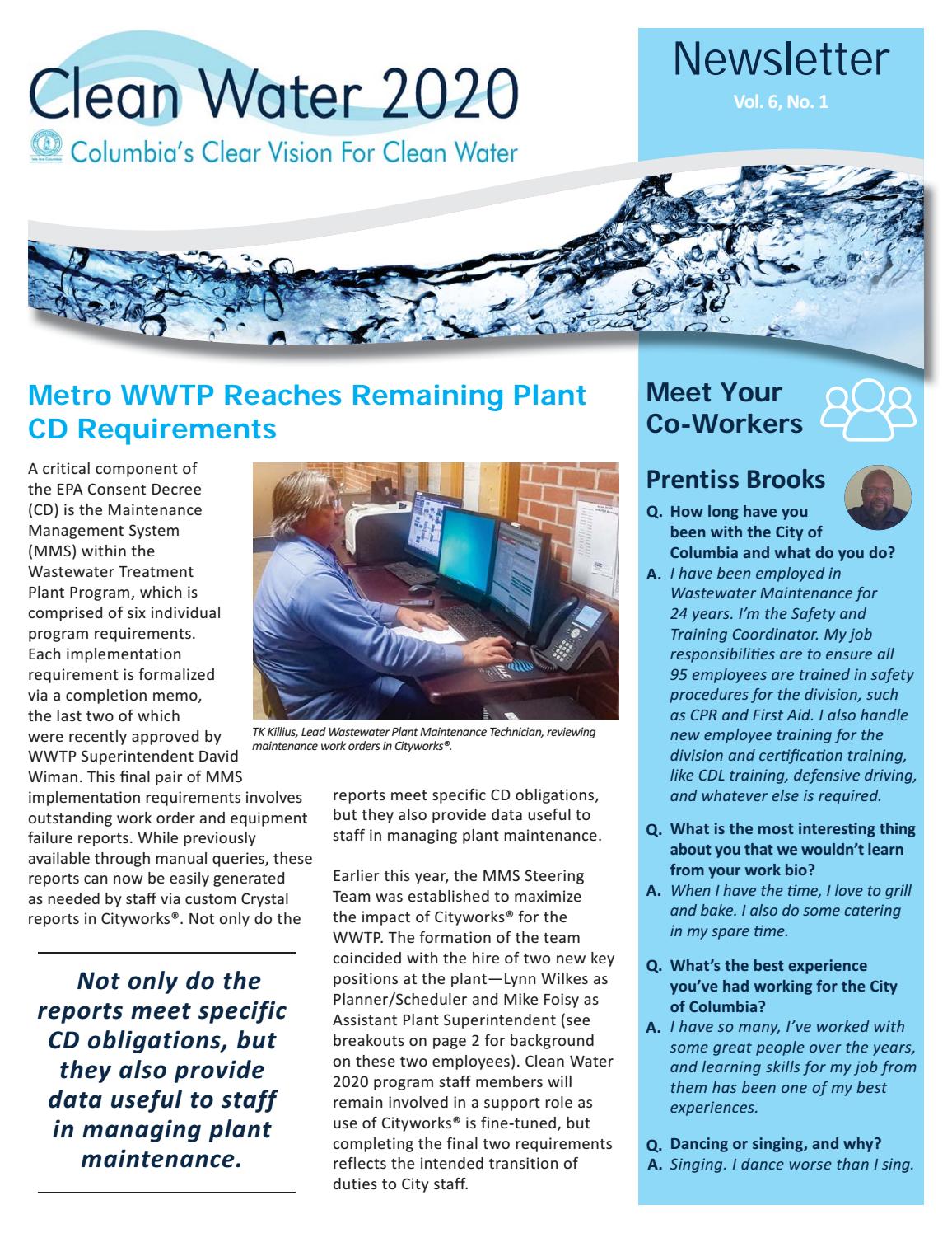 Clean Water 2020 Newsletter Vol. 6, No. 1 by columbiascwater - Issuu
