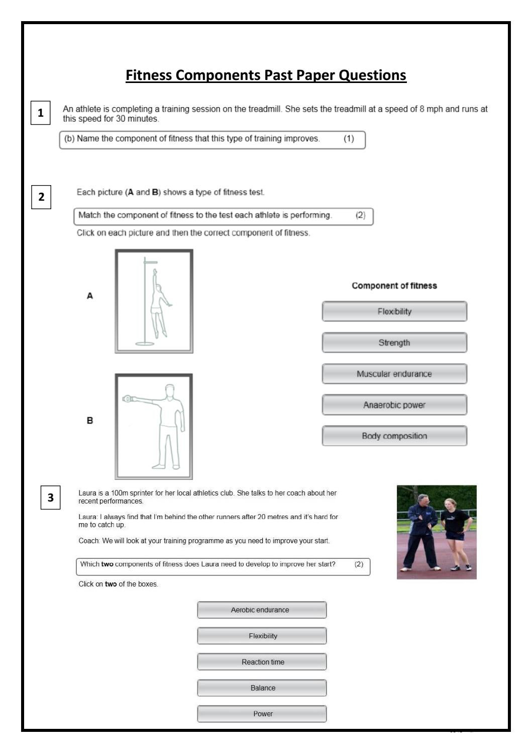 Components of Fitness (Short Questions) by Ullswater Community College ...