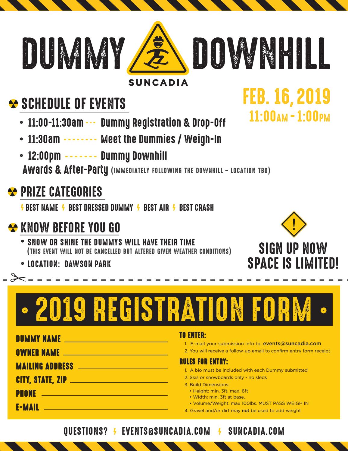 2019 Dummy Downhill - Registration Form by Suncadia Resort - Issuu