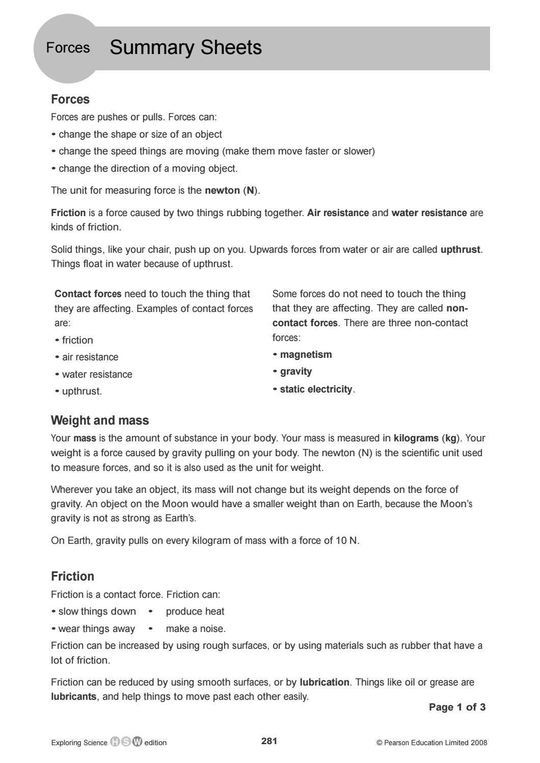 Forces Summary Sheet by Ullswater Community College - Issuu