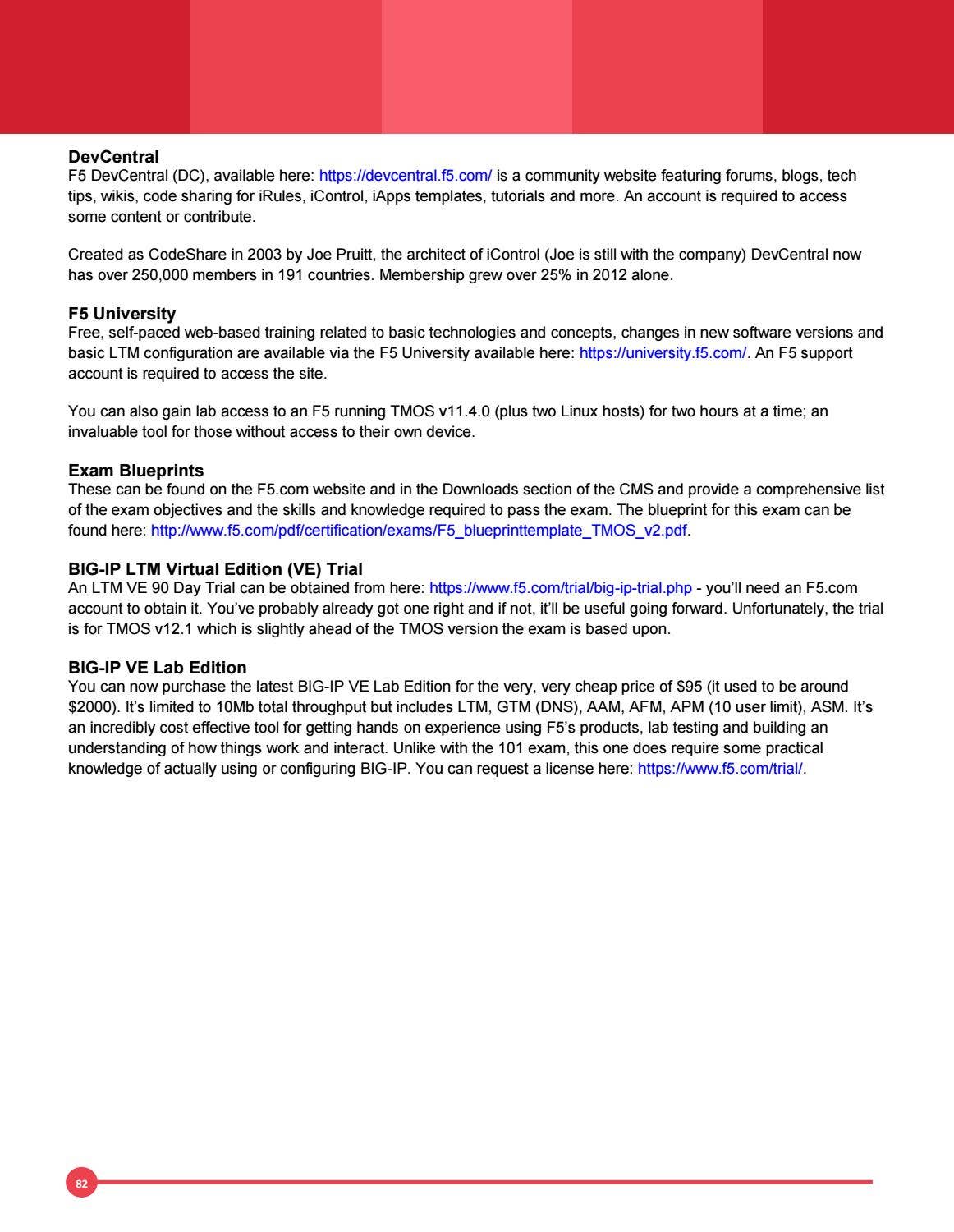 F5 Networks TMOS Administration Study Guide by F5 Books - Issuu