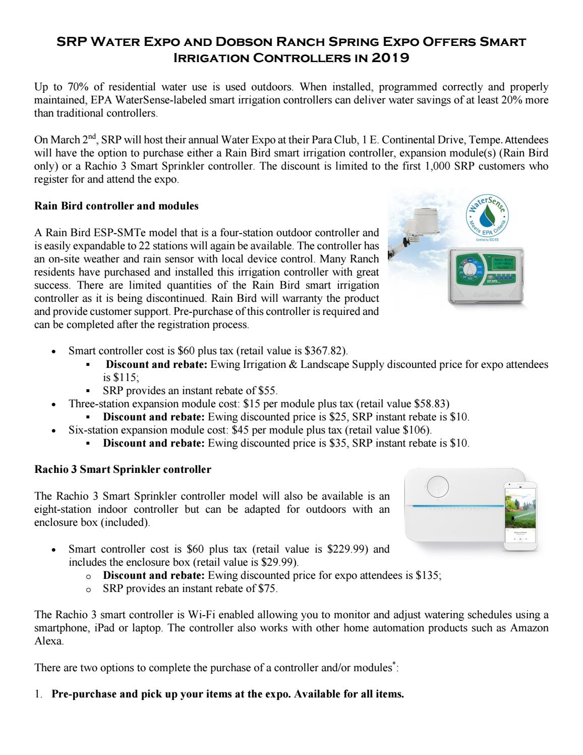 SRP Water Expo and Dobson Ranch Spring Expo Offers Smart Irrigation ...