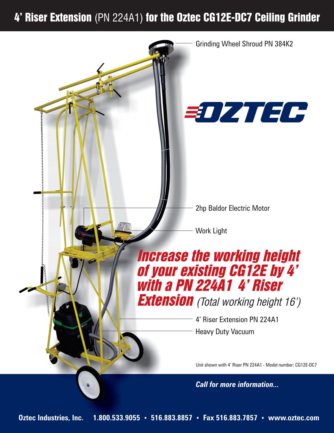 Oztec 4' Riser Extension for Ceiling Grinder by Ram Tool Construction ...
