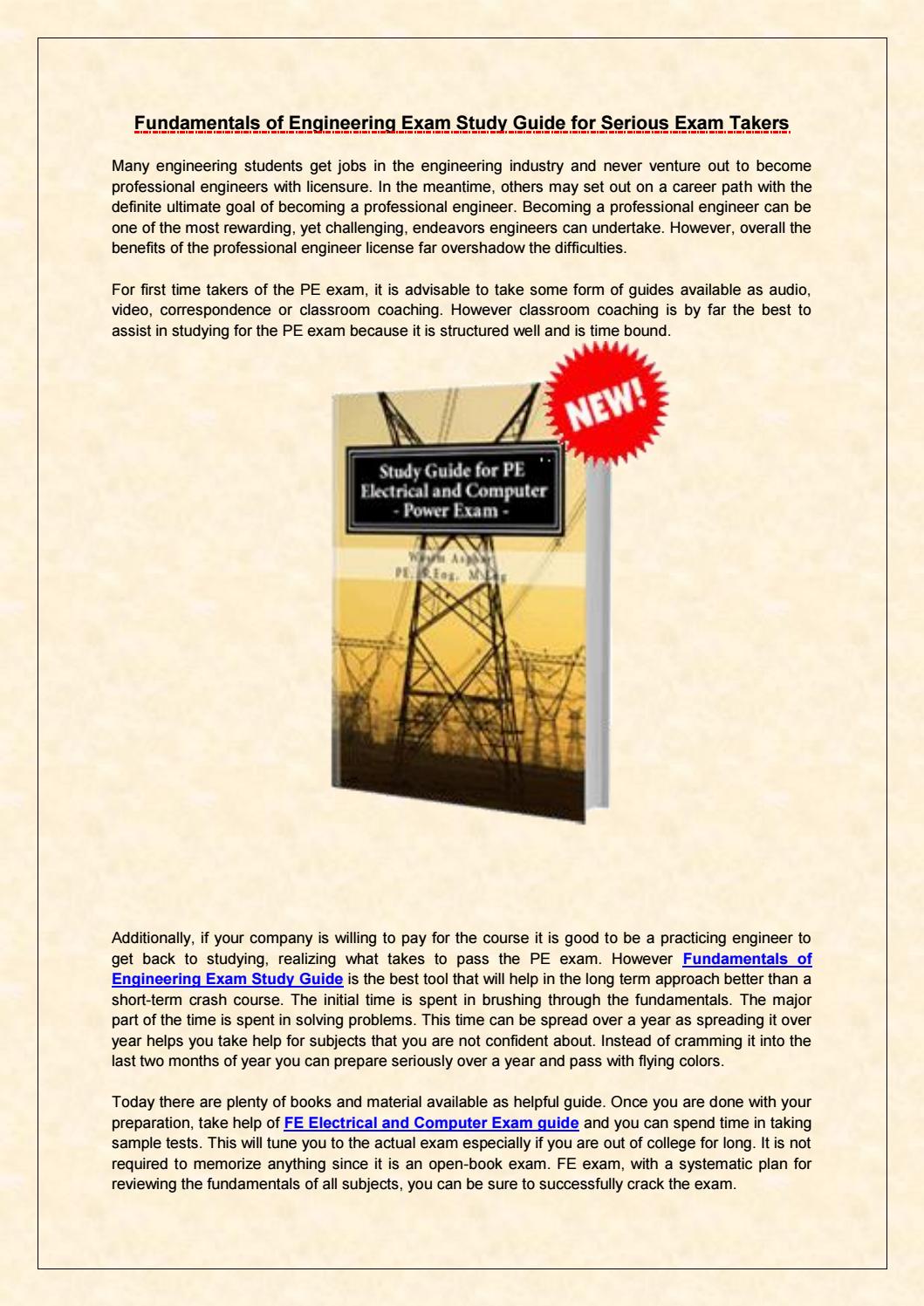 Fundamentals of Engineering Exam Study Guide for Serious Exam Takers by ...