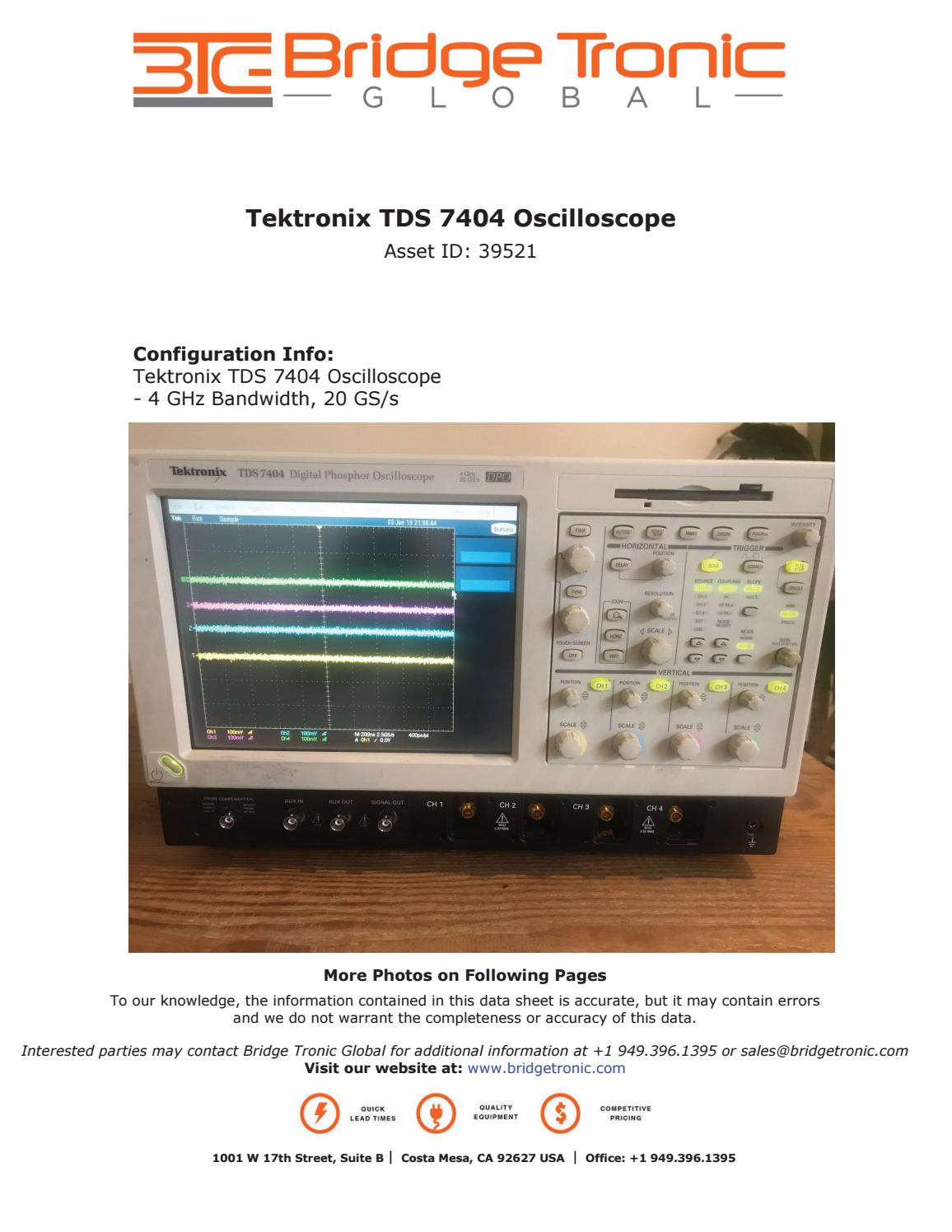 Tektronix TDS7404 For Sale by Boyd Grubbs - Issuu