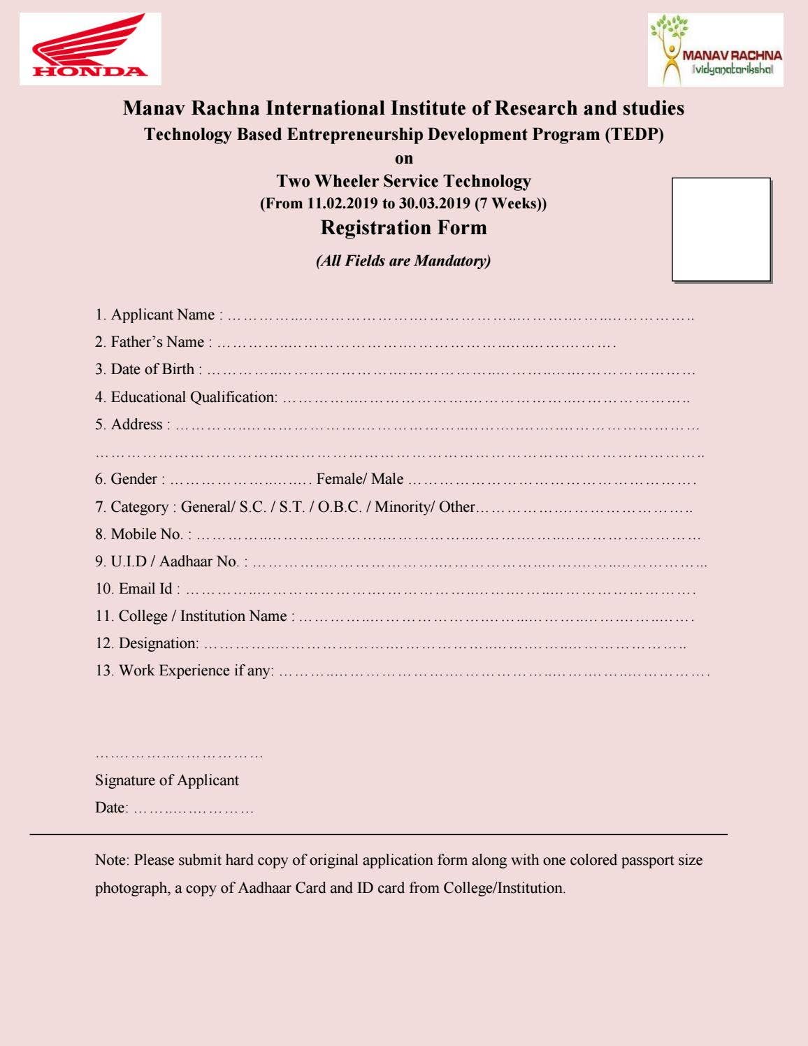 tedp-form by Manav Rachn University - Issuu