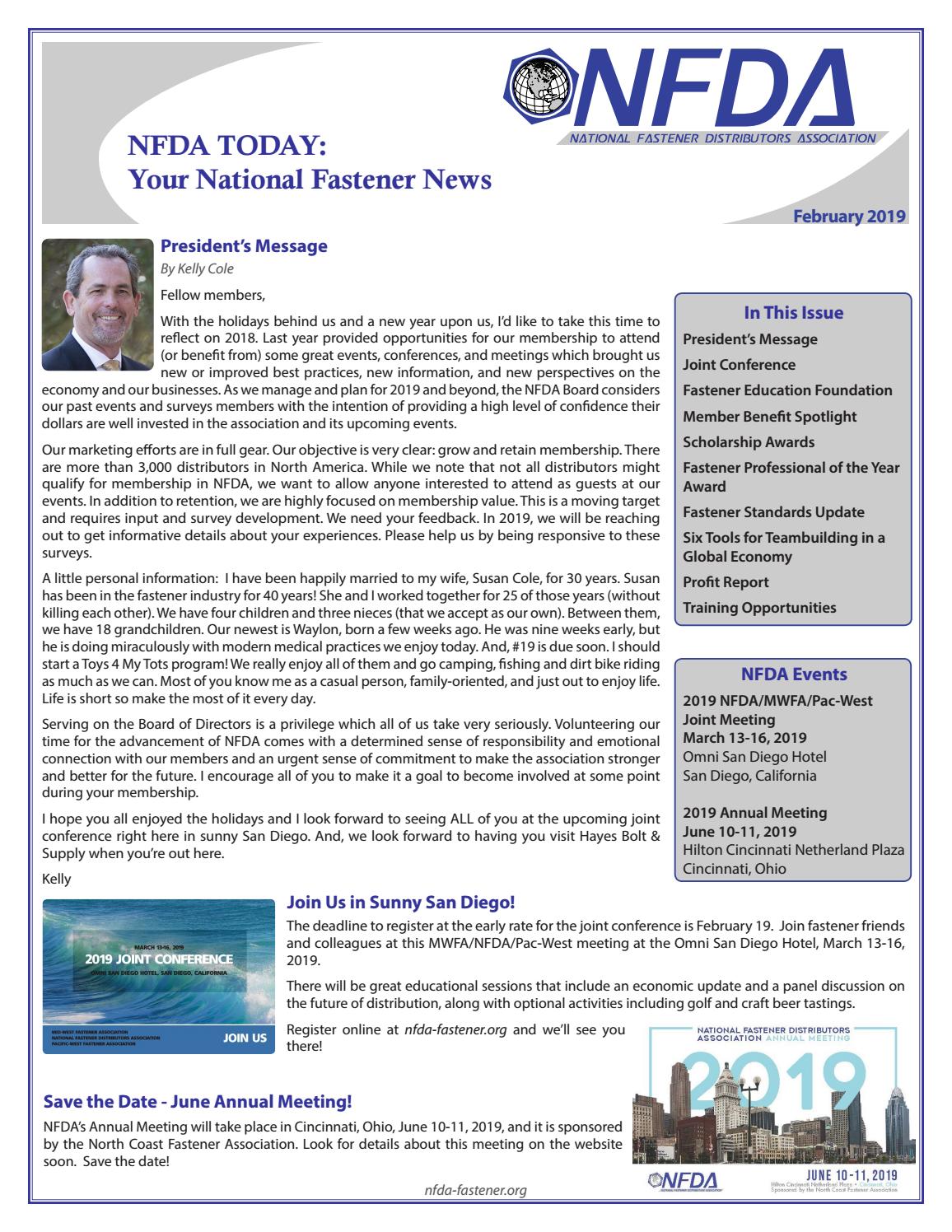 February 2019 NFDA Today by National Fastener Distributors Association - Issuu